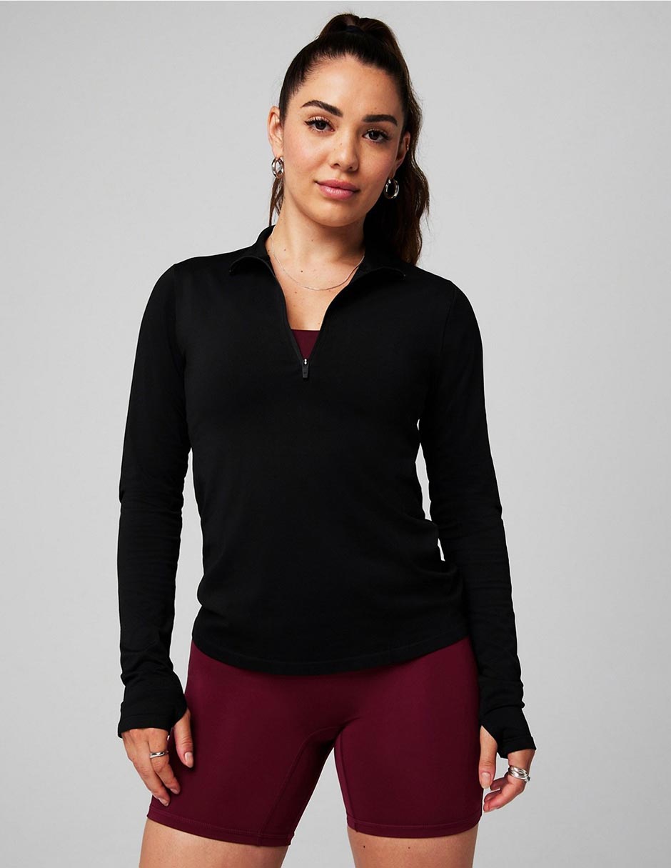 Playera manga larga Fabletics cuello con cierre para mujer
